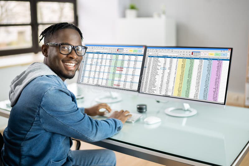 Analyst Employee Working with Spreadsheet Stock Image - Image of smart ... Analyst Employee Working with Spreadsheet Stock Image - Image of smart ...