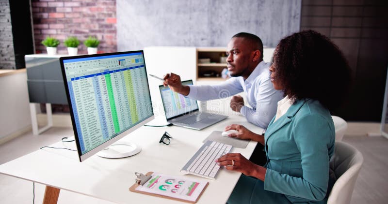 Analyst Employee Working on Spreadsheet Stock Image - Image of laptop ...