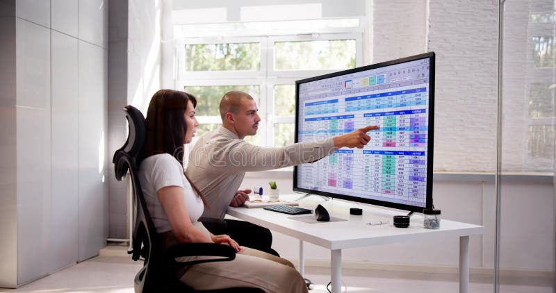 Analyst Employee Working on Spreadsheet Stock Photo - Image of ...