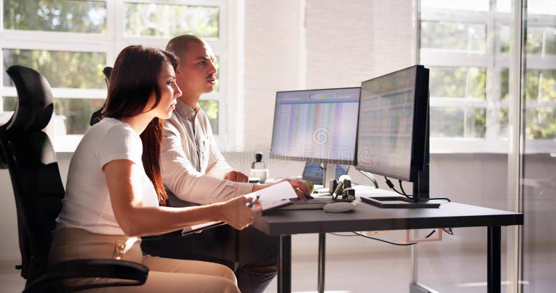 Analyst Employee Working on Spreadsheet Stock Photo - Image of women ...