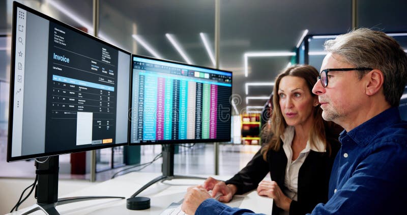 Analyst Employee Working on Spreadsheet Stock Photo - Image of ...