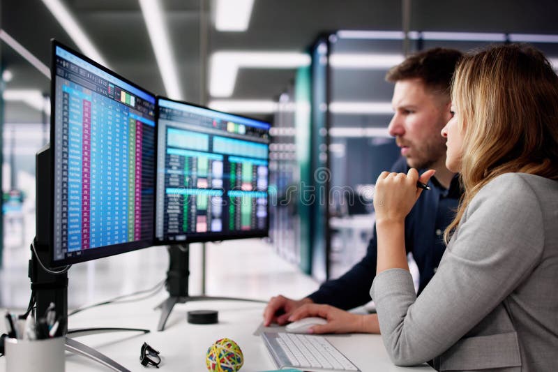 Analyst Employee Working on Spreadsheet Stock Photo - Image of checking ...