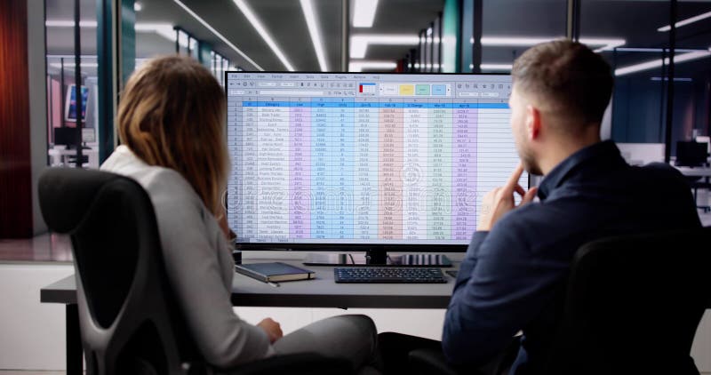 Analyst Employee Working on Spreadsheet Stock Image - Image of report ...