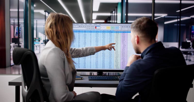 Analyst Employee Working on Spreadsheet Stock Image - Image of woman ...