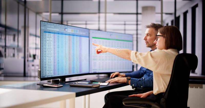 Analyst Employee Working on Spreadsheet Stock Image - Image of people ...