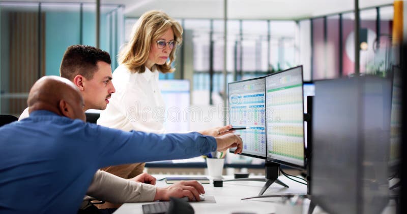 Analyst Employee Working on Spreadsheet Stock Photo - Image of chair ...