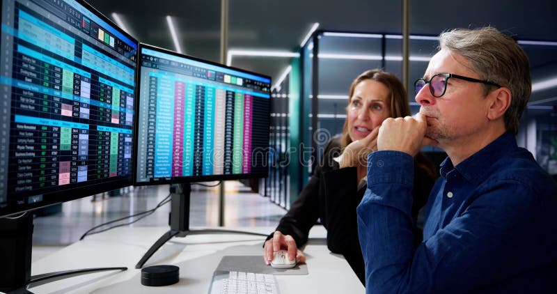 Analyst Employee Working on Spreadsheet Stock Image - Image of coach ...