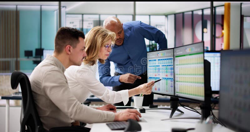 Analyst Employee Working on Spreadsheet Stock Photo - Image of diverse ...