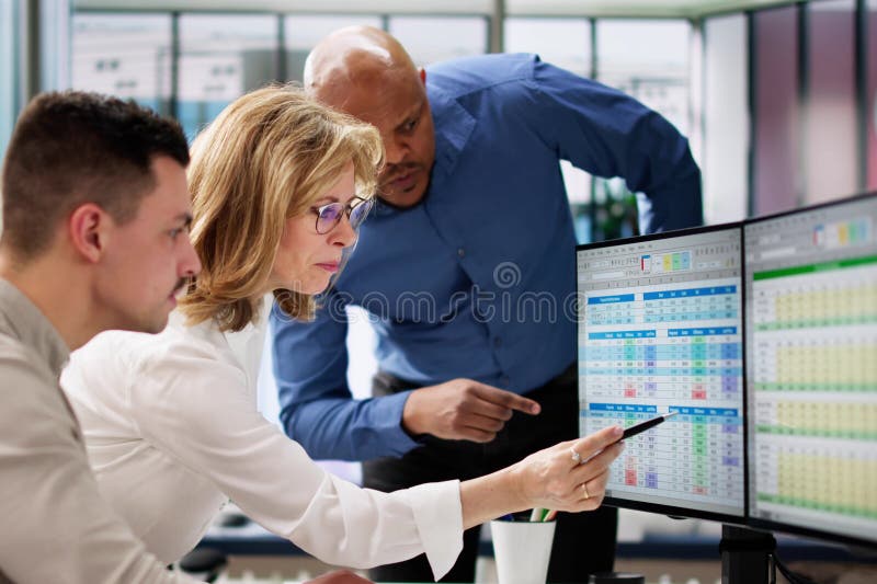 Analyst Employee Working on Spreadsheet Stock Photo - Image of working ...