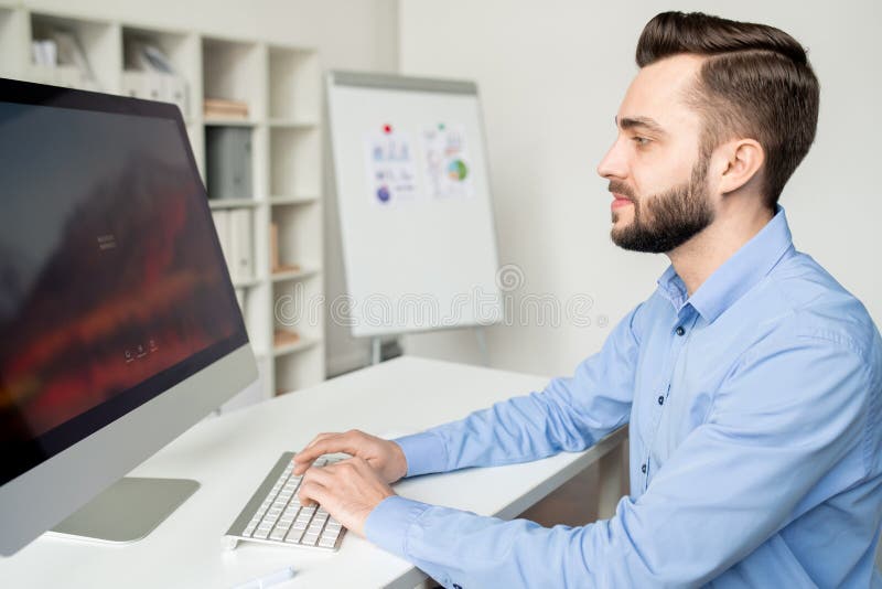 Analyst in Front of Computer Stock Photo - Image of business, adult ...