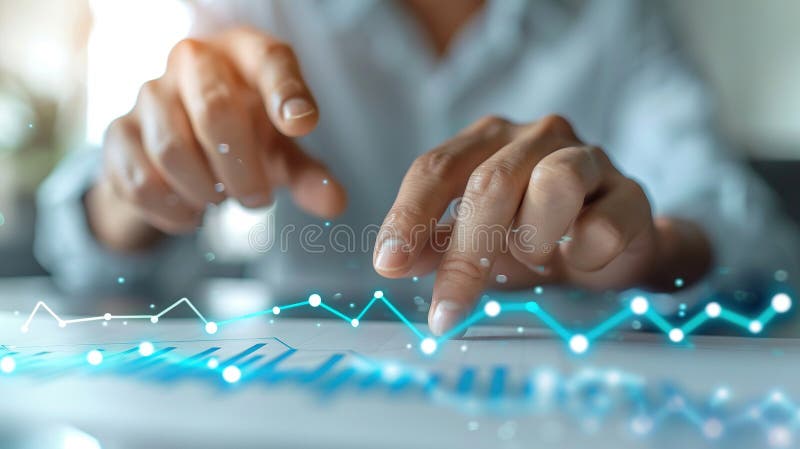 Analyst Hands Interacting with Futuristic Touch Screen Closeup Image, Ai Generated Stock Image ...