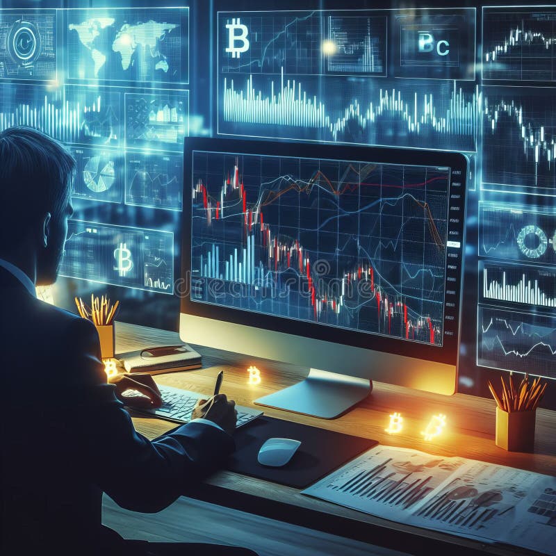 Analyst Monitoring Cryptocurrency Trends Stock Image - Image of ...