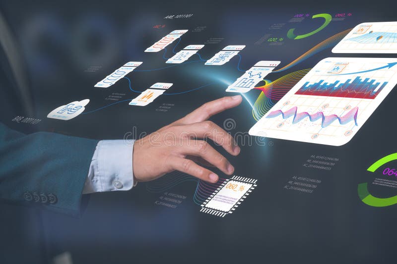 An Analyst Present or Touching Dashboard for Data Business Analysis and ...