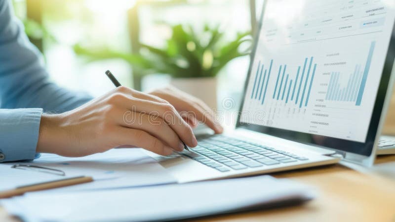 Analyst Reviewing Data on Laptop Stock Image - Image of focus, data ...