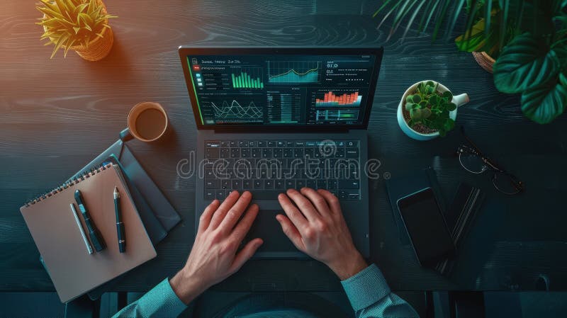 The Analyst S Desk Setup.AI Generated Image Stock Image - Image of ...