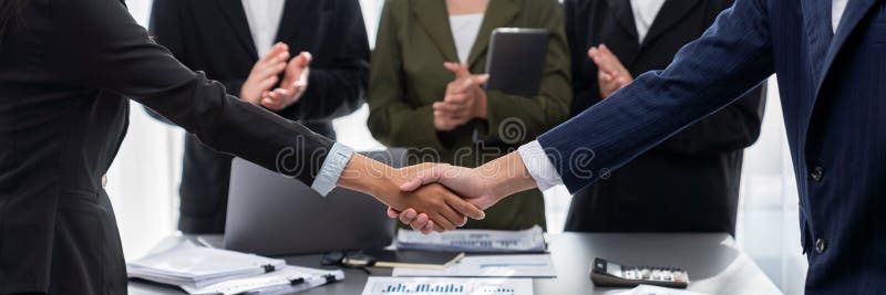 Analyst Team Celebrates Successful Data Analysis with Handshake ...