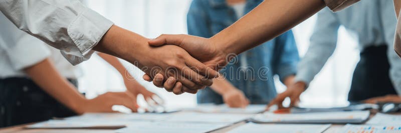 Analyst Team Celebrates Successful Data Analysis with Handshake ...