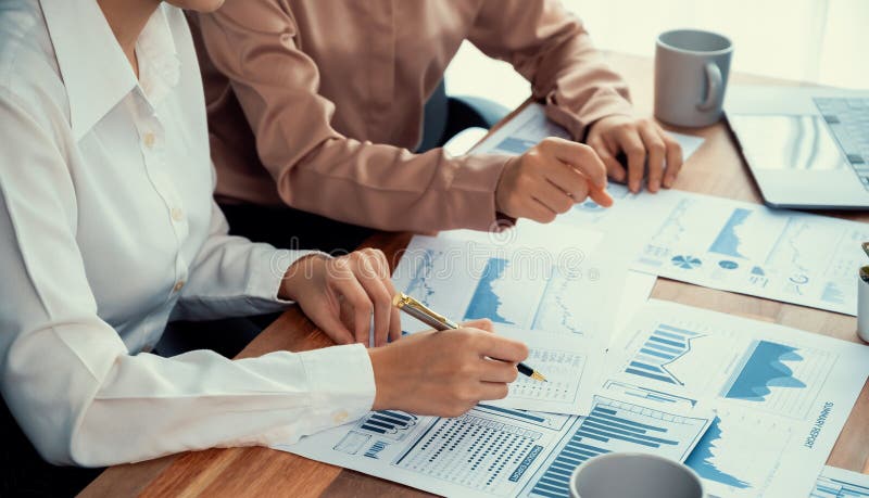 Analyst Team Colleague Discuss Financial Data on Digital Dashboard ...