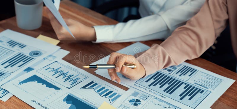 Analyst Team Colleague Discuss Financial Data on Digital Dashboard ...