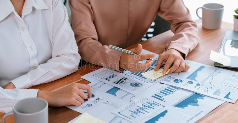 Analyst Team Colleague Discuss Financial Data on Digital Dashboard ...