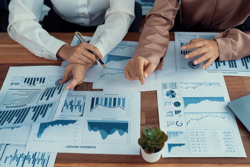 Analyst Team Colleague Discuss Financial Data on Digital Dashboard ...