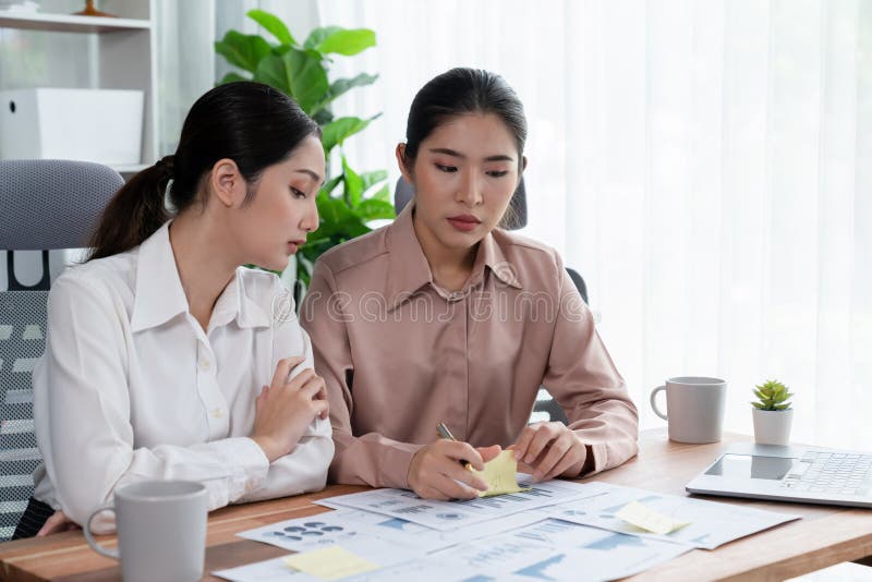 Analyst Team Colleague Discuss Financial Data on Digital Dashboard ...