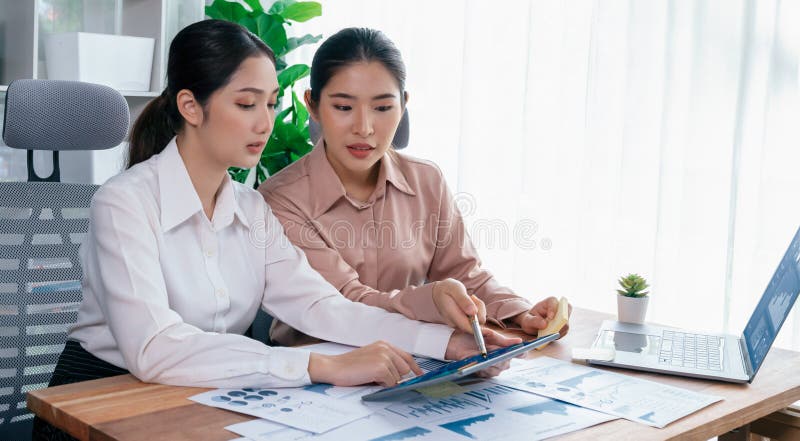 Analyst Team Colleague Discuss Financial Data on Digital Dashboard ...