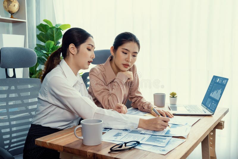 Analyst Team Colleague Discuss Financial Data on Digital Dashboard ...