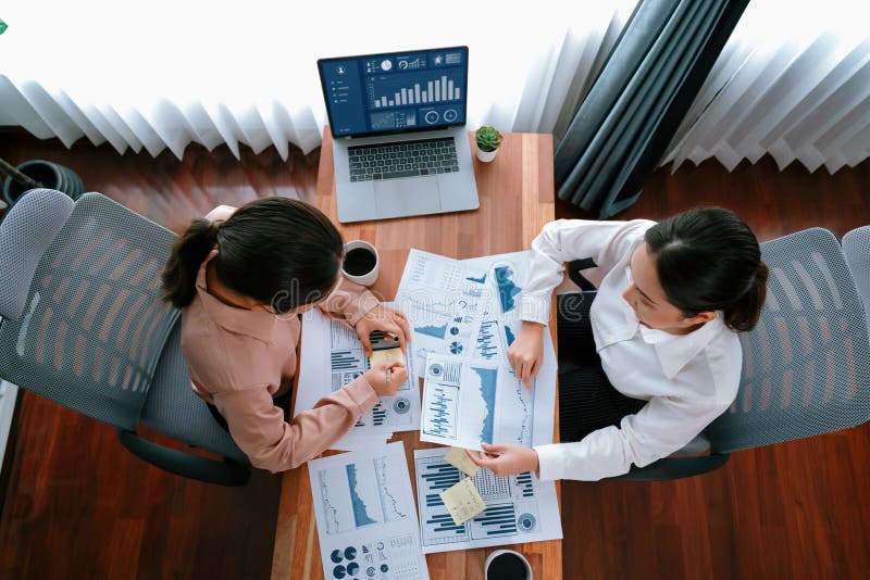 Analyst Team Colleague Discuss Financial Data on Digital Dashboard ...