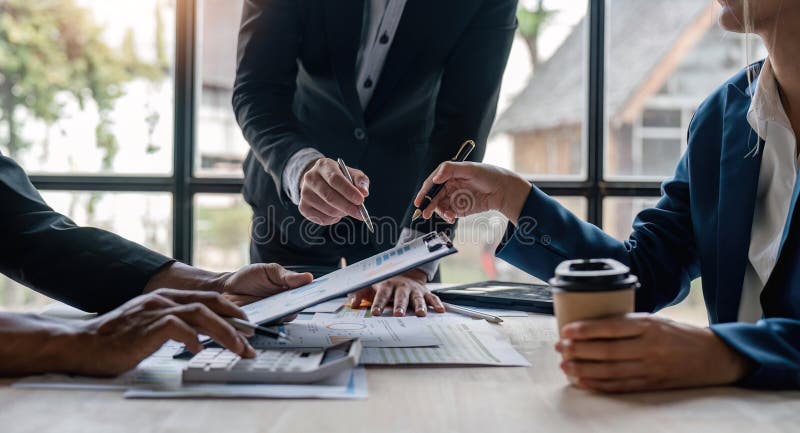 Analyst Team in Office Analyzing Financial Data Analysis for Marketing ...