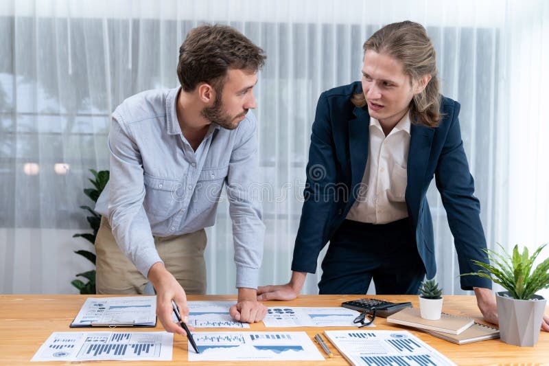 Analyst Team in Office Analyzing Financial Data Analysis Papers. Entity ...