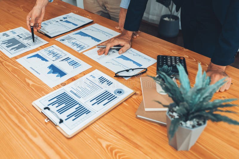 Analyst Team in Office Analyzing Financial Data Analysis Papers. Entity ...