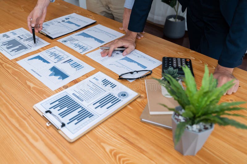 Analyst Team in Office Analyzing Financial Data Analysis Papers. Entity ...