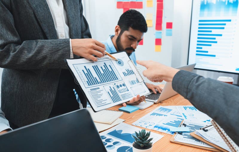 Analyst Team Use BI Dashboard for Data Analysis. Concord Stock Photo ...