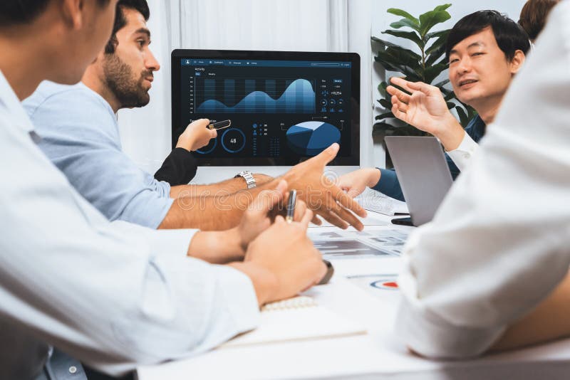 Analyst Team Uses BI Fintech on a Tablet To Analyze Financial Data ...