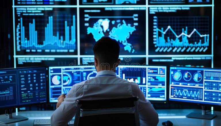 Analyst Uses a Computer and Dashboard for Data Business Analysis and ...