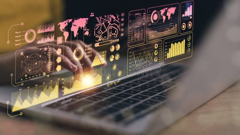 An Analyst Uses a Computer and Dashboard for Data Business Analysis and ...