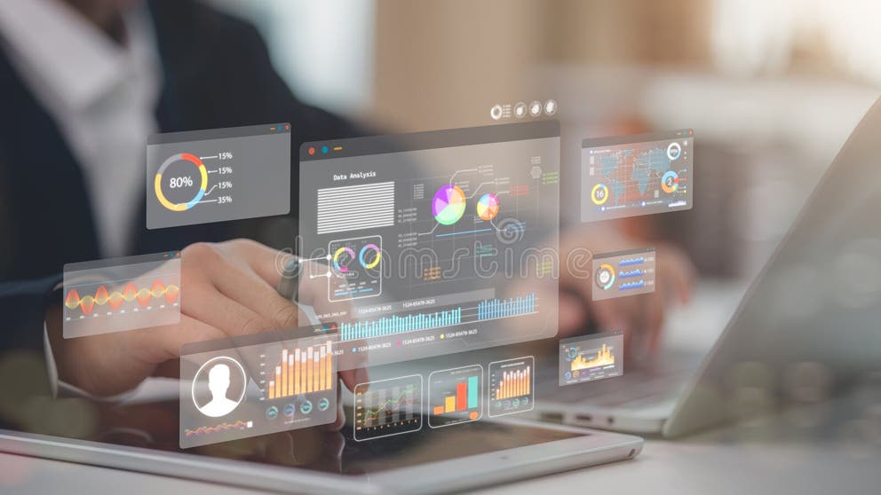 An Analyst Uses a Computer and Dashboard for Data Business Analysis and ...