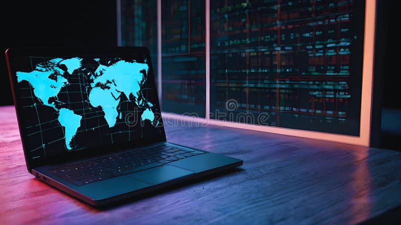 Internet Information Technology Concept. Laptop Showing Internet Data ...