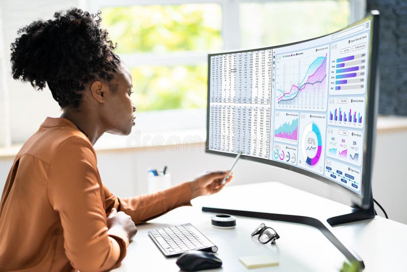 Analyst Woman Looking stock photo. Image of graph, curved - 259421250