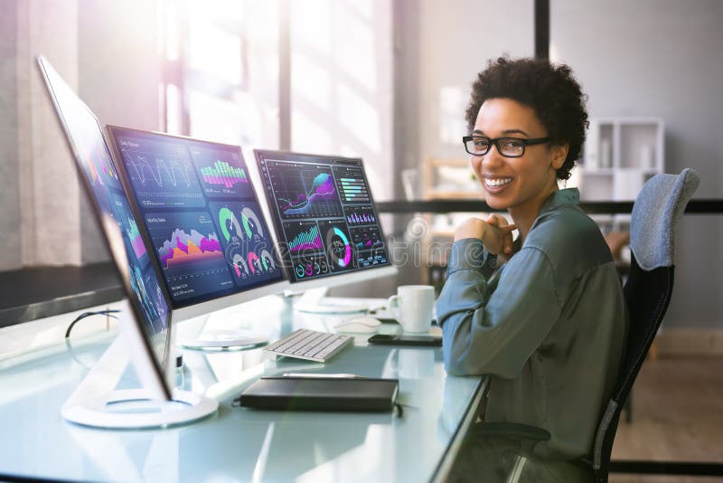 Analyst Woman Looking stock photo. Image of american - 240715456