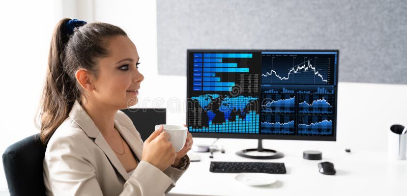Analyst Woman Working with Data Analytics Dashboard Stock Photo - Image ...