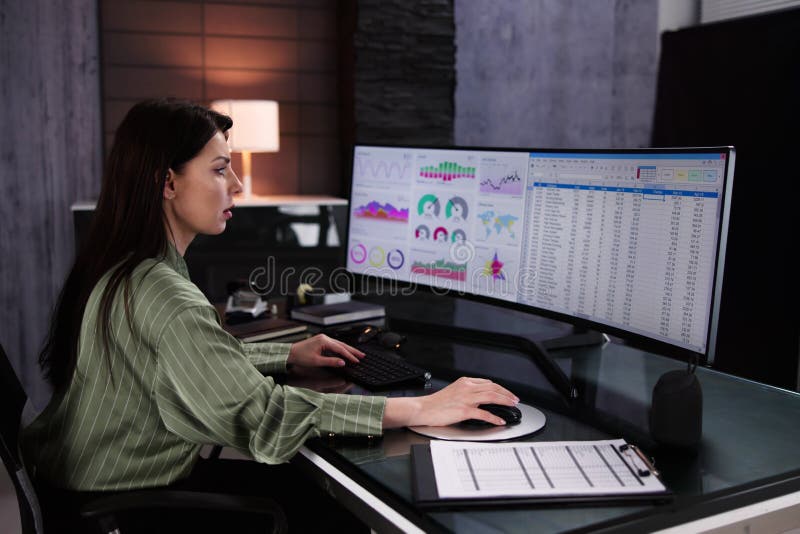 Analyst Women Looking at KPI Data Stock Image - Image of analyst ...