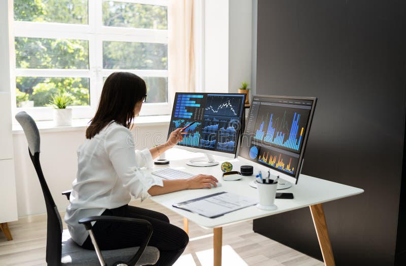 Analyst Women Looking at KPI Data Stock Image - Image of corporate ...