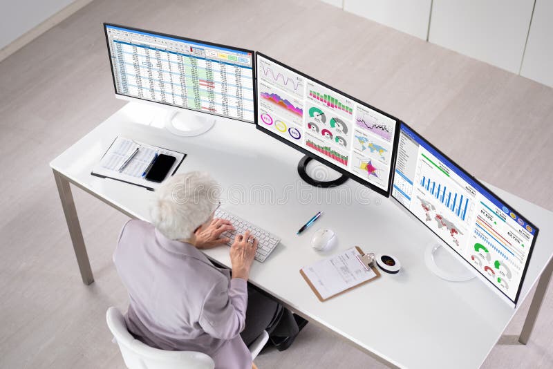 Analyst Women Looking at KPI Data Stock Image - Image of lady, employee ...