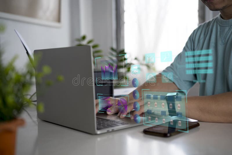 Analyst Working with Business Analytics and Data Management System on ...