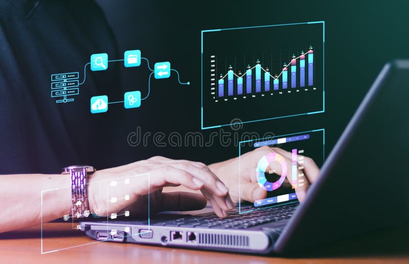 Analyst Working with Business Analytics and Data Management System on ...