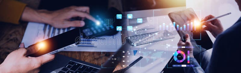 Analyst Working with Business Analytics and Data Management System on ...