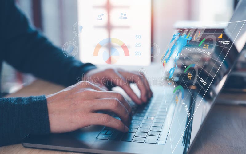 Analyst Working with Business Analytics and Data Management System ...