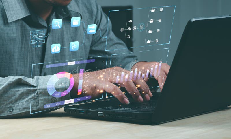 Analyst Working with Business Analytics and Data Management System on ...